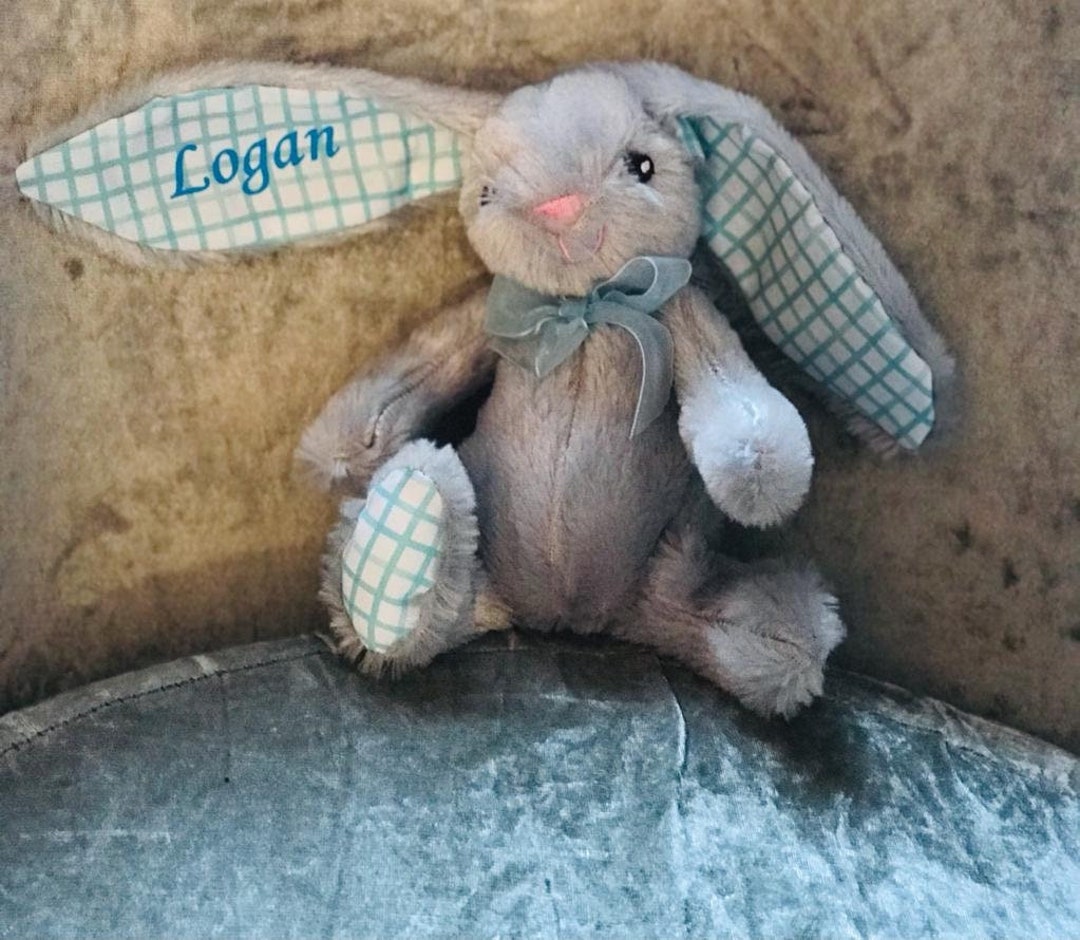 Blue Personalised Rabbit, Soft Toy, Teddy, Baby Shower Gift, Baby Gift ...