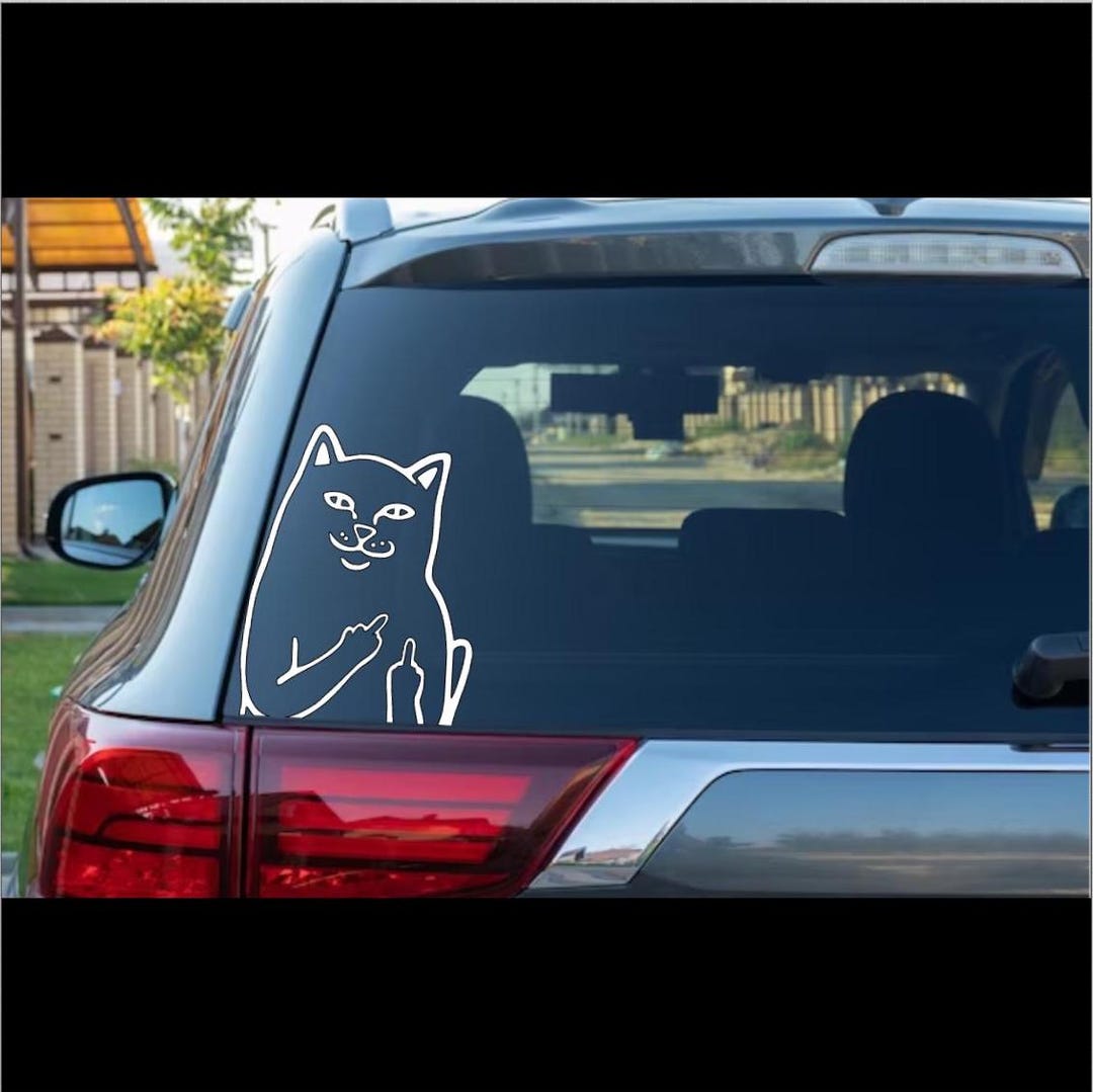 Middle Finger Cat Sticker | High Quality | Premium Vinyl | | Water ...