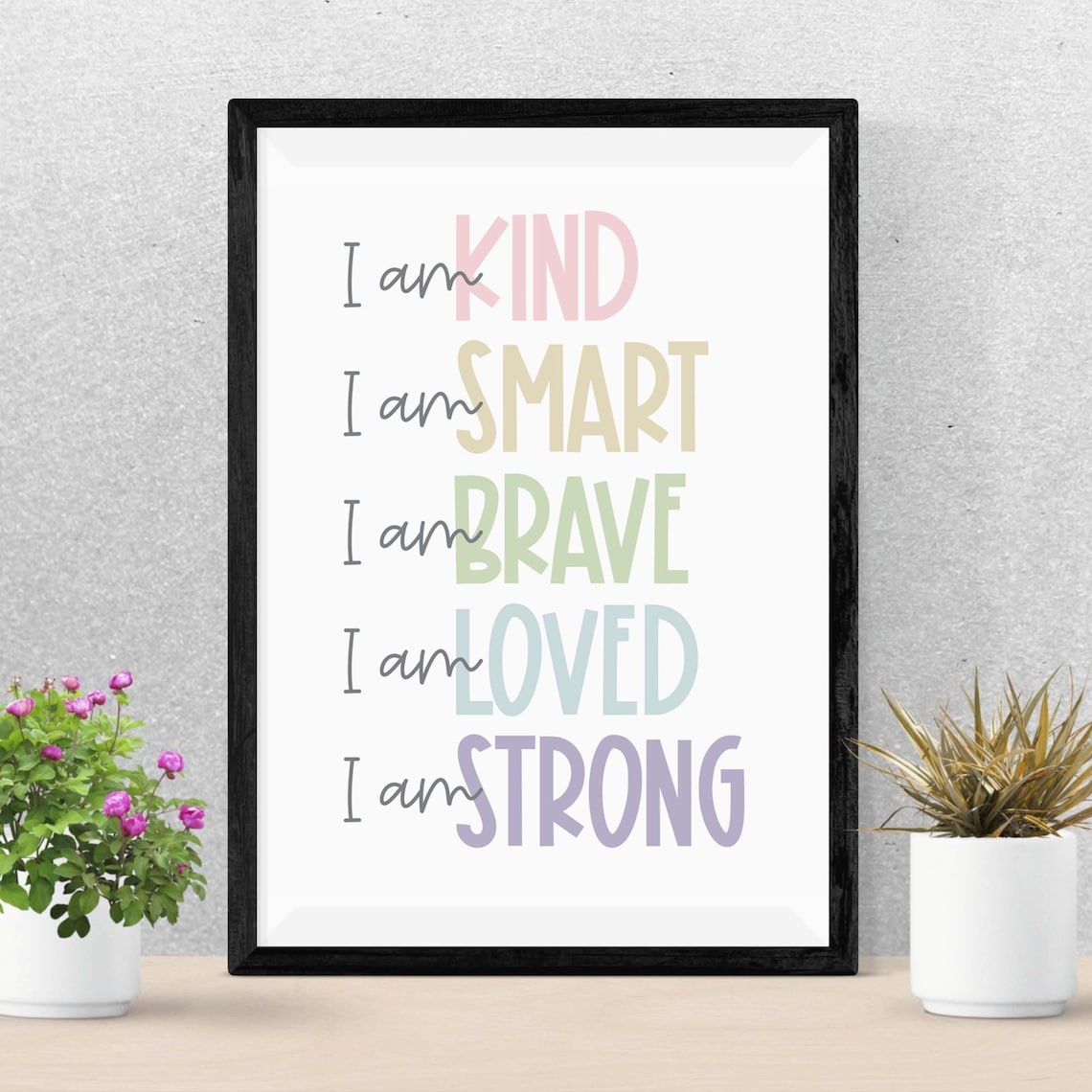 Affirmations for Kids, I Am Smart Kind, Rainbow Affirmations Print ...