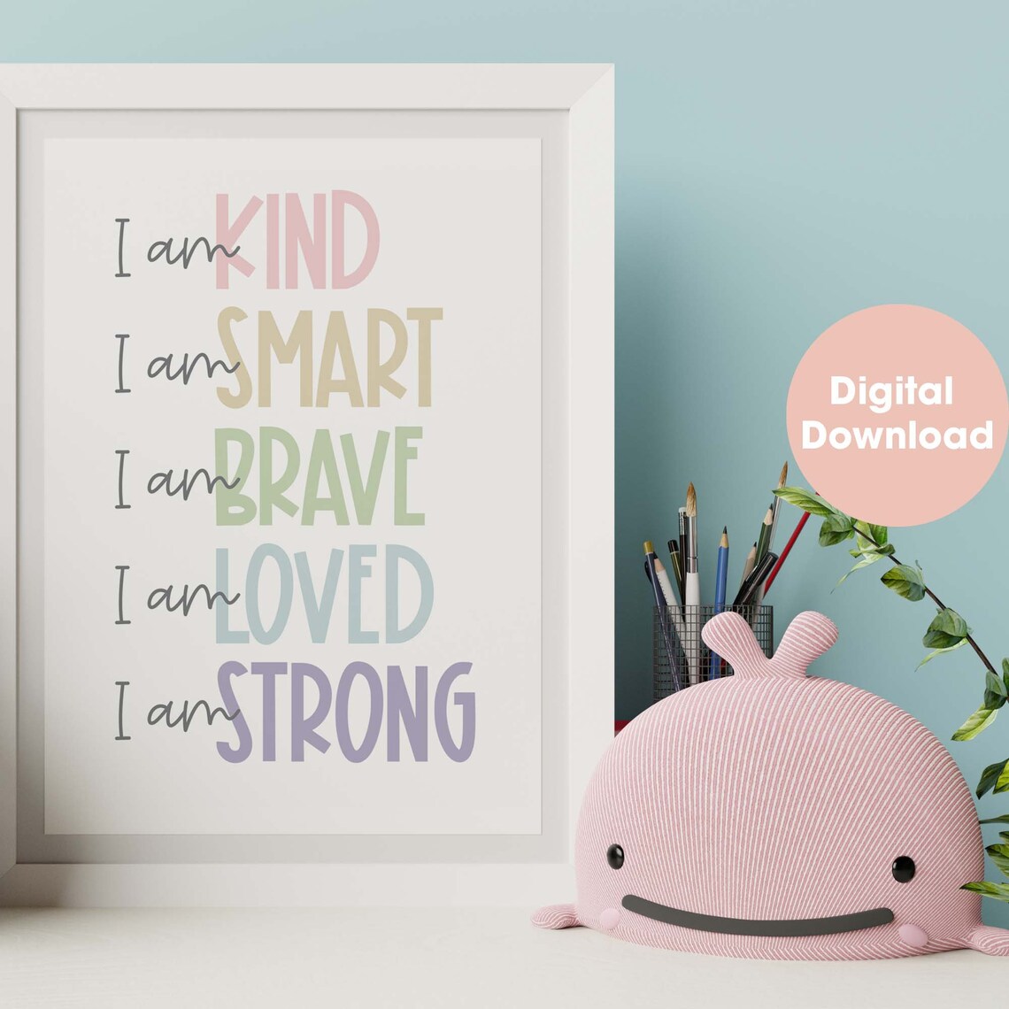 Affirmations for Kids, I Am Smart Kind, Rainbow Affirmations Print ...