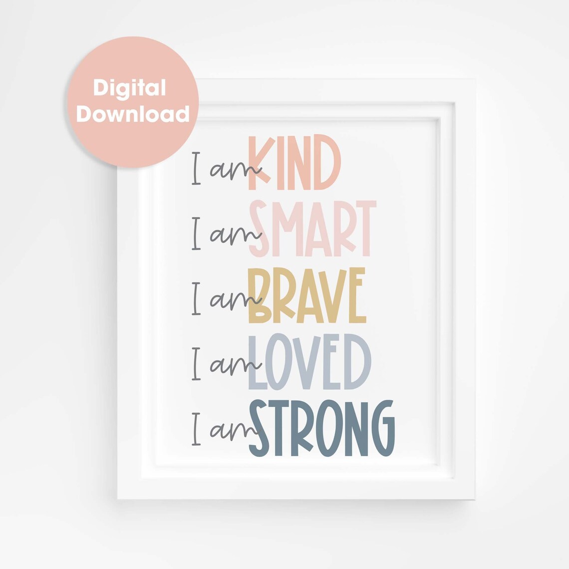 Affirmations for Kids, I Am Smart Kind, Rainbow Affirmations Print ...