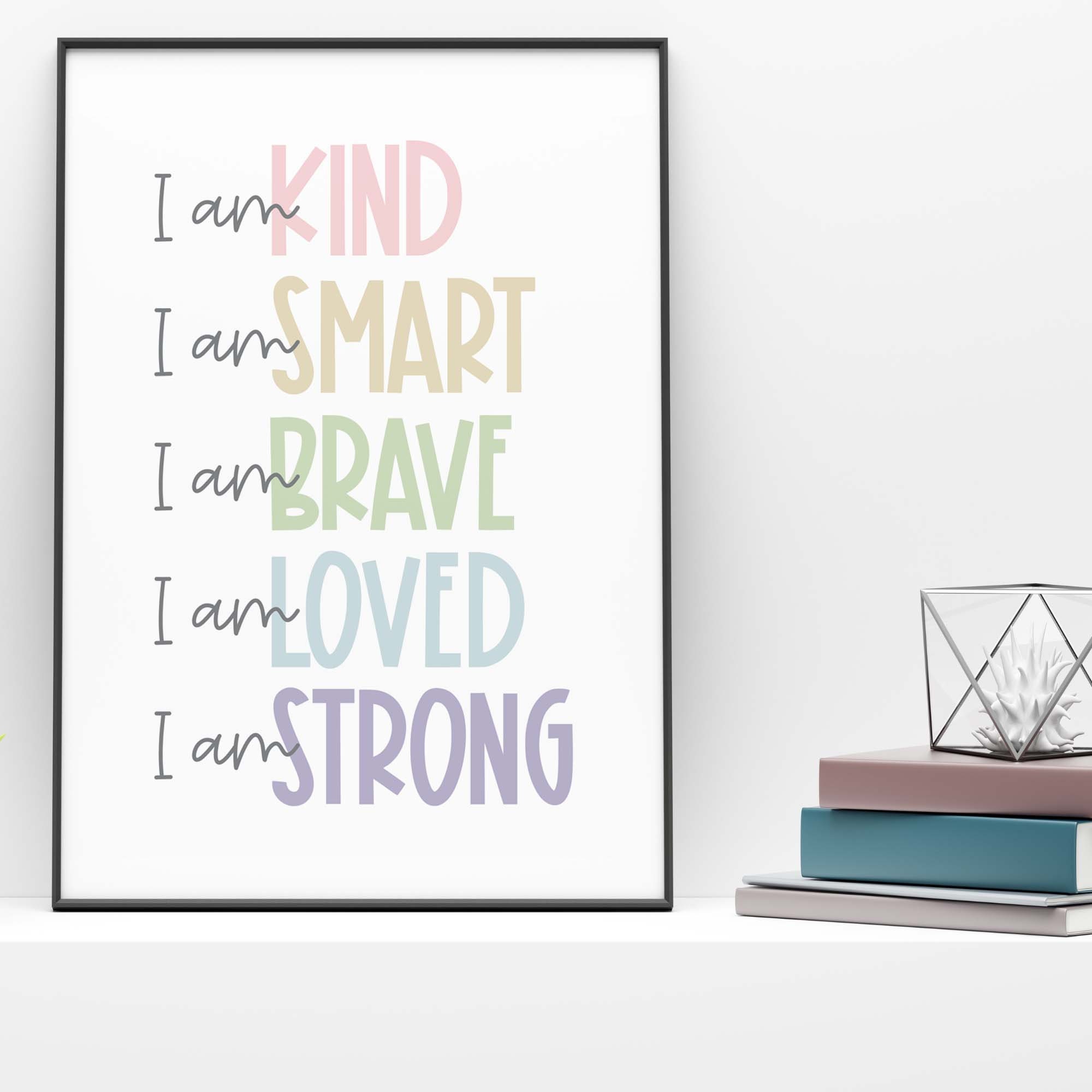 Affirmations for Kids, I Am Smart Kind, Rainbow Affirmations Print ...