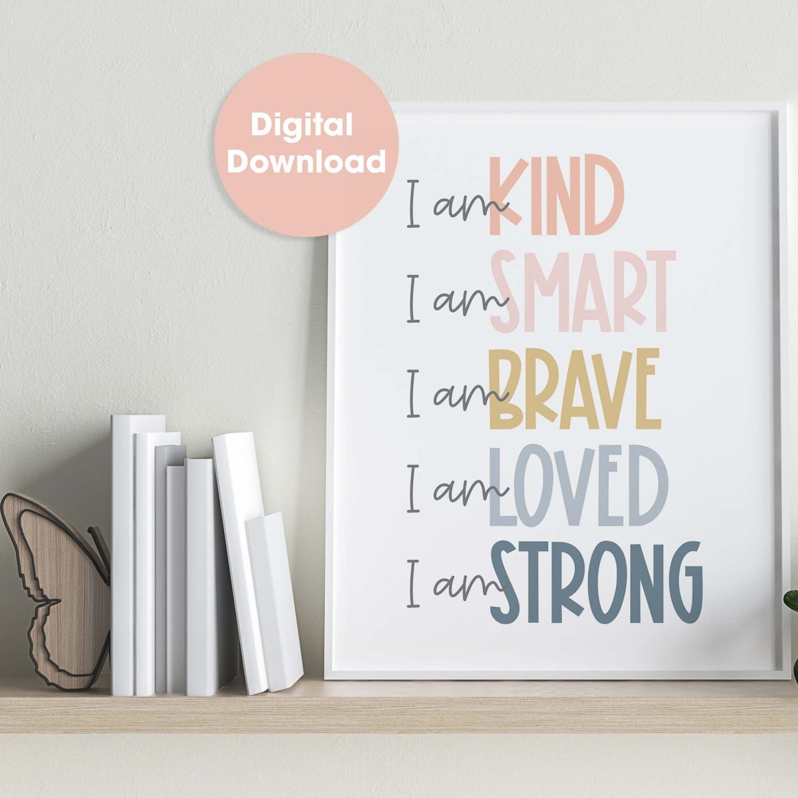 Affirmations for Kids, I Am Smart Kind, Rainbow Affirmations Print ...