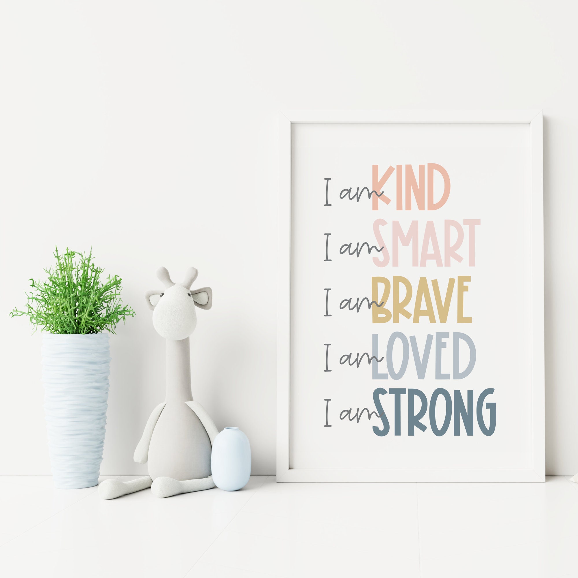 Affirmations for Kids, I Am Smart Kind, Rainbow Affirmations Print ...
