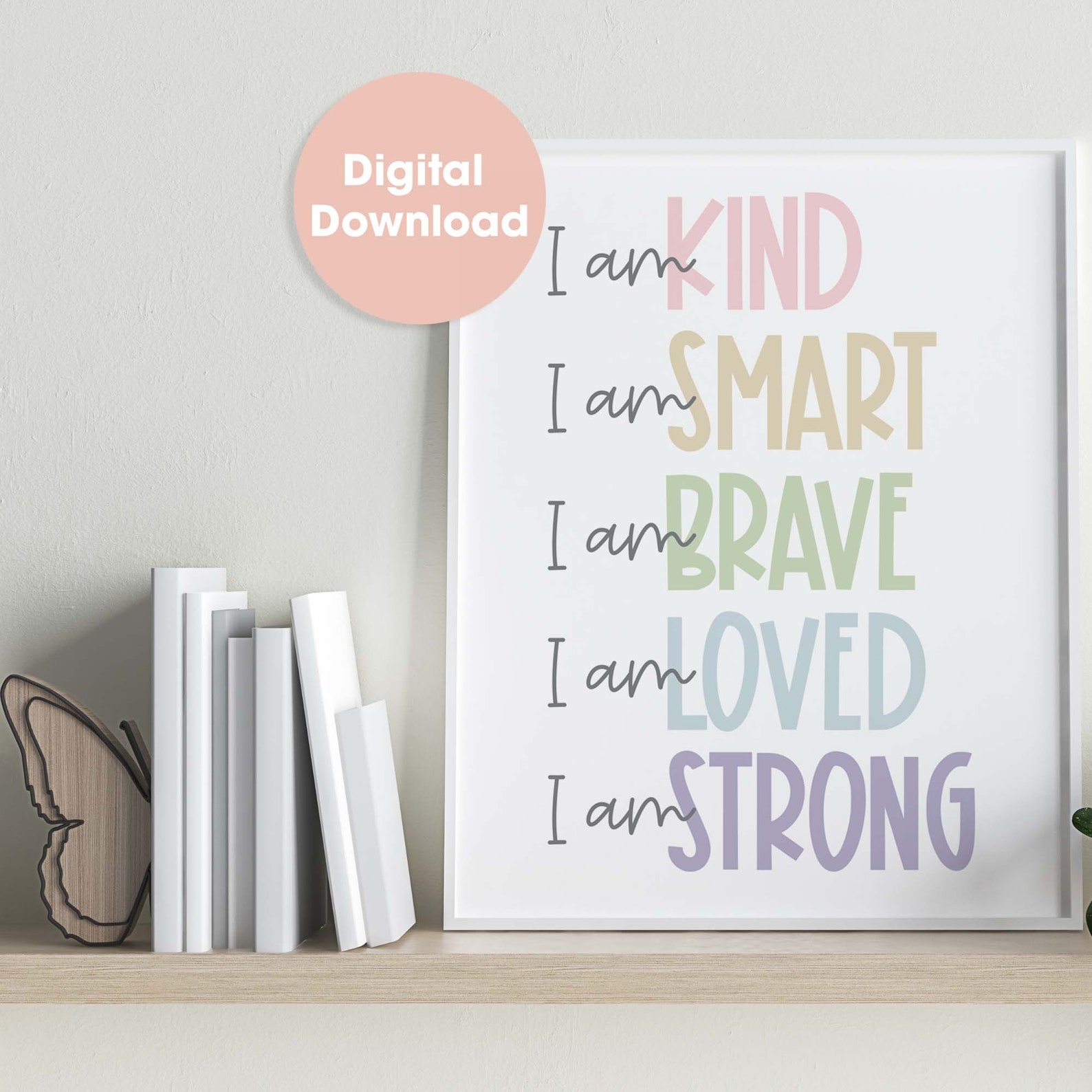 Affirmations for Kids, I Am Smart Kind, Rainbow Affirmations Print ...