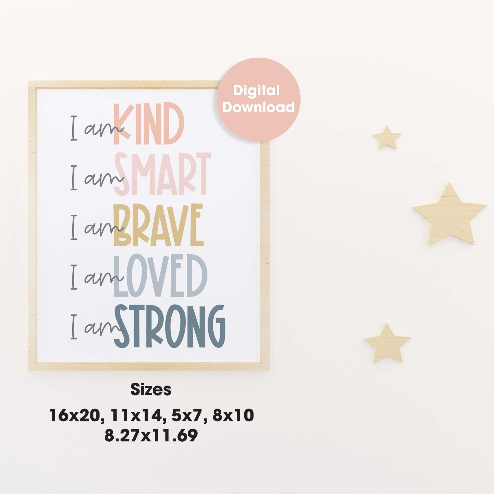 Affirmations for Kids, I Am Smart Kind, Rainbow Affirmations Print ...