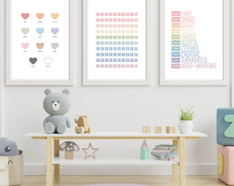 24 Educational Posters Set for Playroom, Kids, Toddlers, Printable Home ...