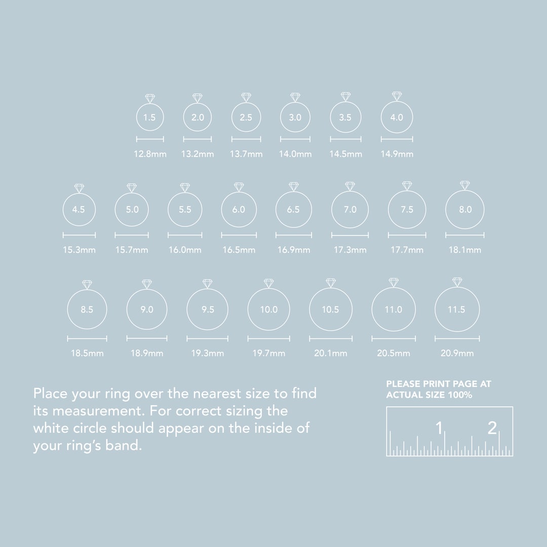 Printable Ring Size Chart Printable Ring Sizer A4 PDF Instant Download ...