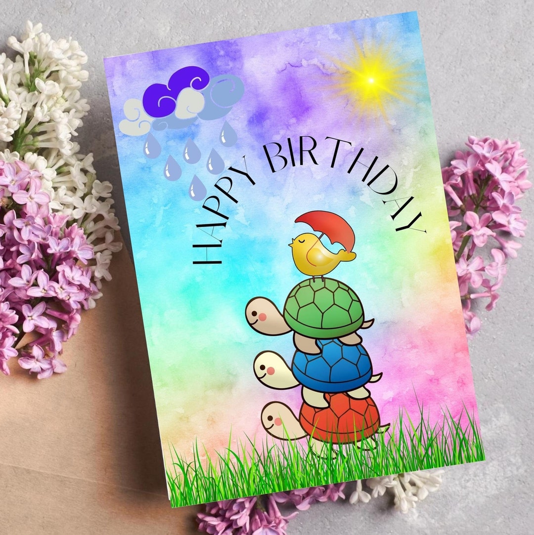 Turtles Printable Birthday Cards, Greeting Cards, Birthday Cards ...