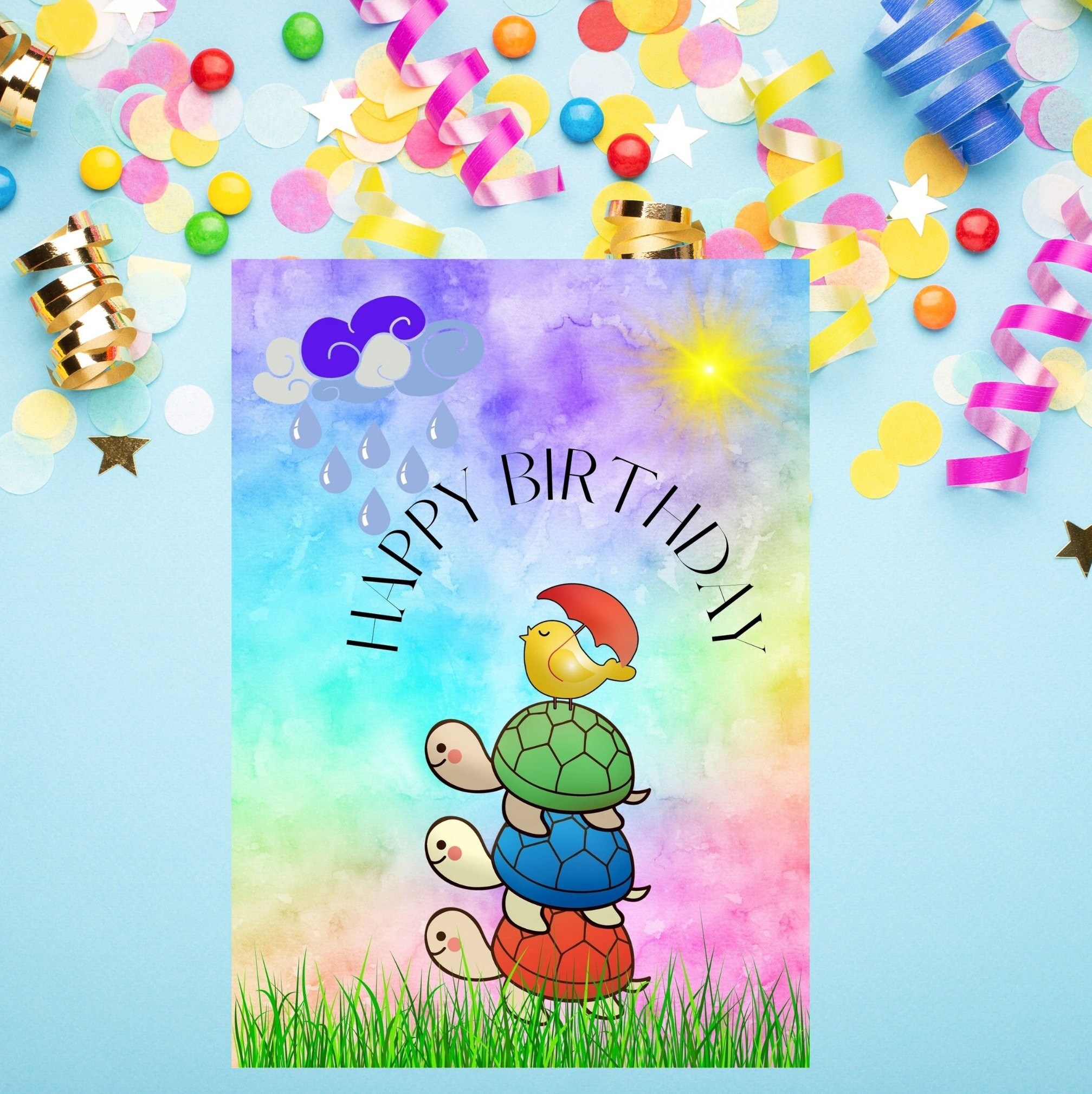 Turtles Printable Birthday Cards, Greeting Cards, Birthday Cards ...