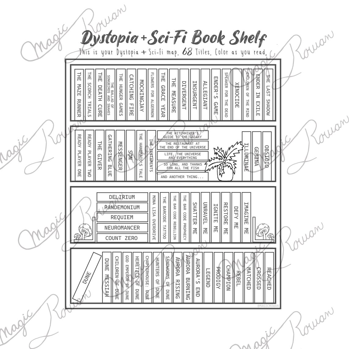 Digital Print Dystopia Scifi Bookshelf Reading Tracker Book - Etsy