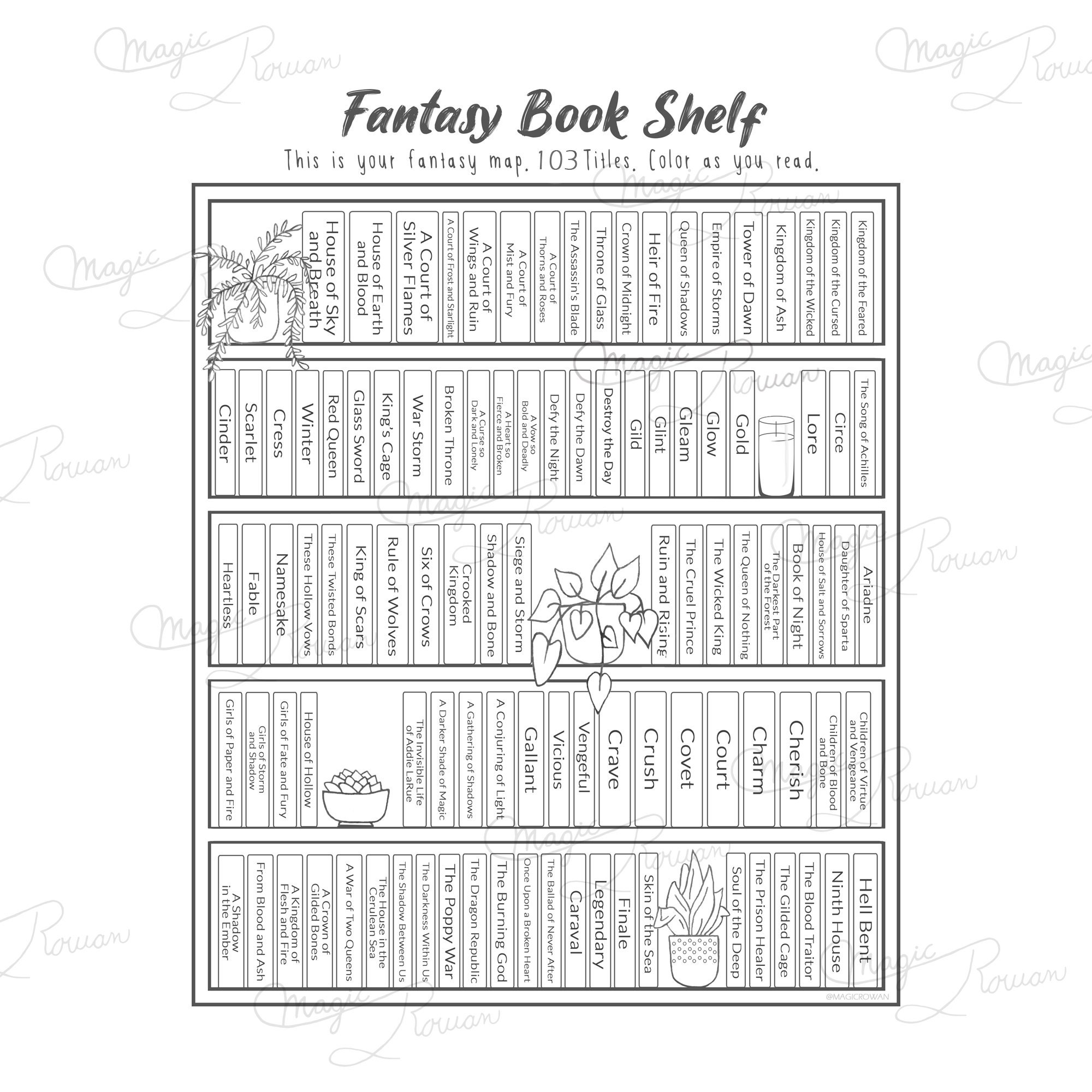 Fantasy Bookshelf #1, Digital, Book Map, Bookshelf, Bookish Goodies ...