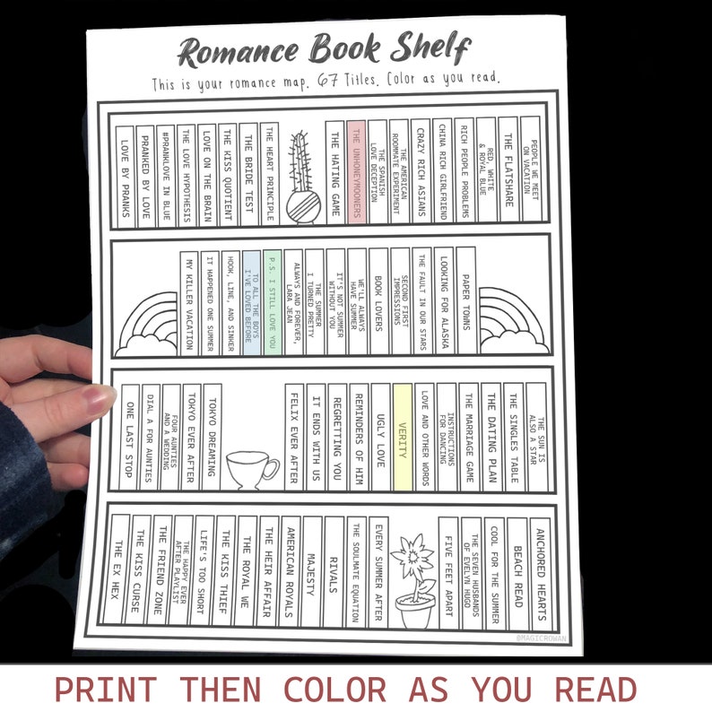 Romance Bookshelf, Reading Tracker, Bookish Merch, Romance Reader - Etsy