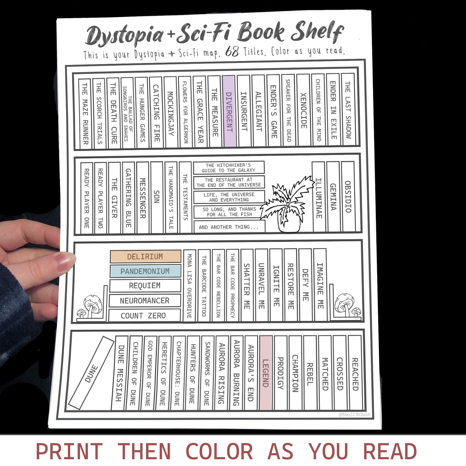 Digital Print Dystopia Scifi Bookshelf Reading Tracker Book - Etsy