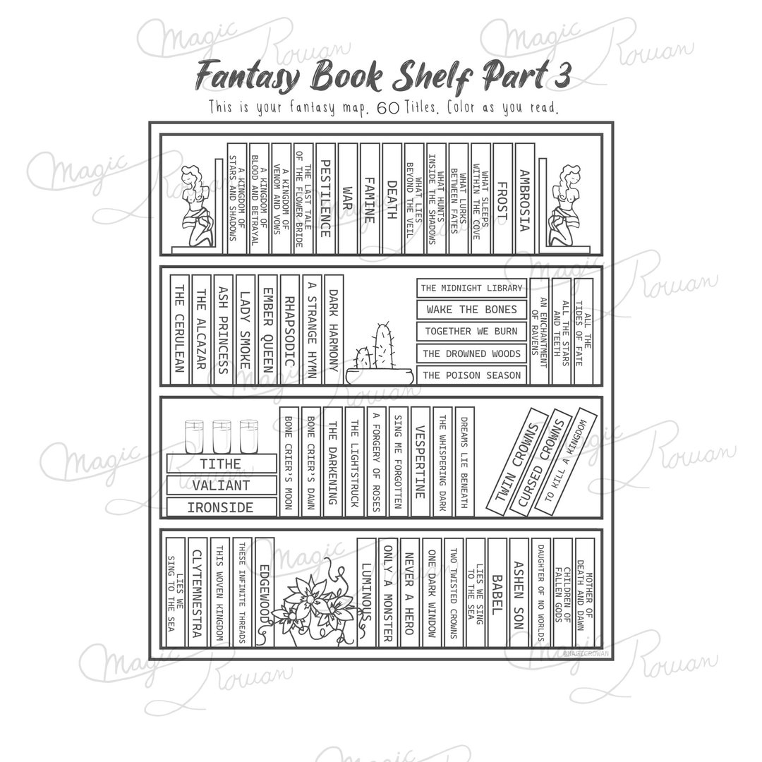 Digital Print Fantasy Bookshelf #3, Book Map, Bookshelf, Bookish ...