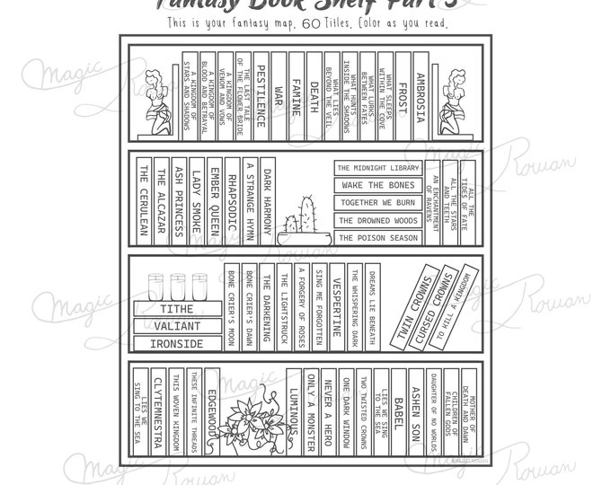 Fantasy Bookshelf #1, Digital, Book Map, Bookshelf, Bookish Goodies ...