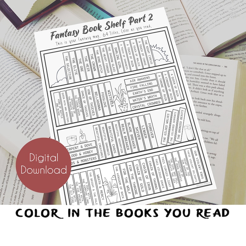Fantasy Bookshelf #2, Printable Reading Map (digital Print) - Etsy