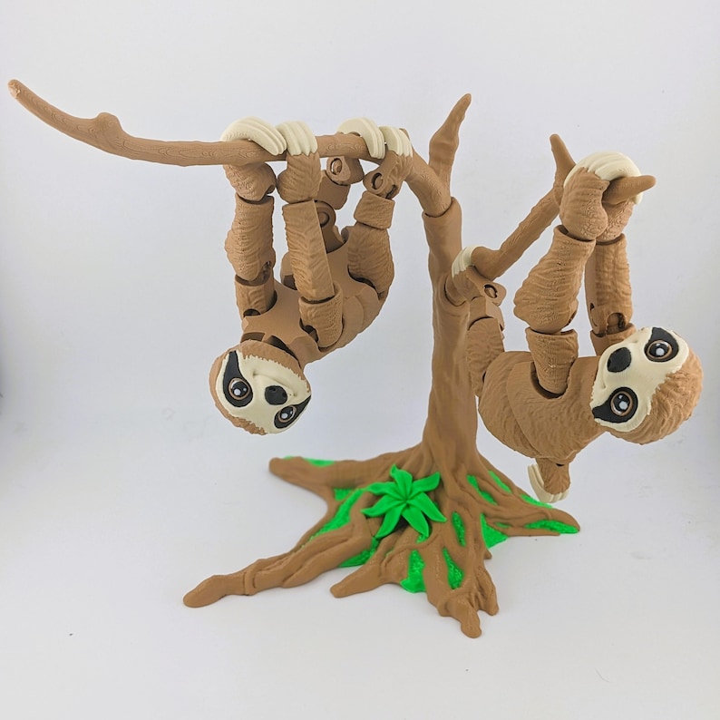 Sloth With Tree Flexi Fidget | Premium Articulated Sloth & Hanging Tree ...