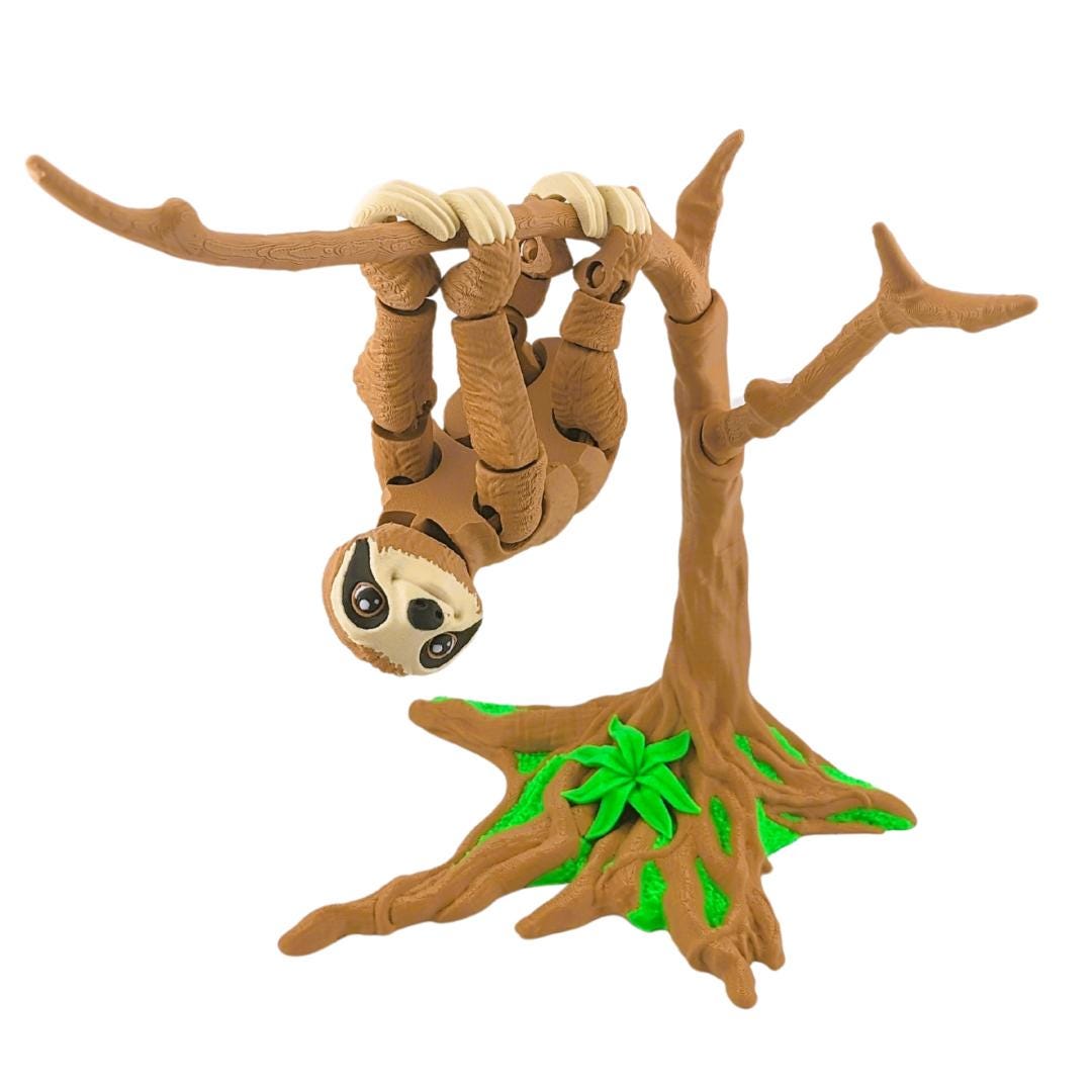 Sloth With Tree Flexi Fidget | Premium Articulated Sloth & Hanging Tree ...