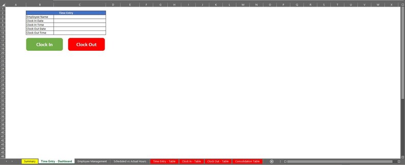 Excel Time Entry Template - Etsy