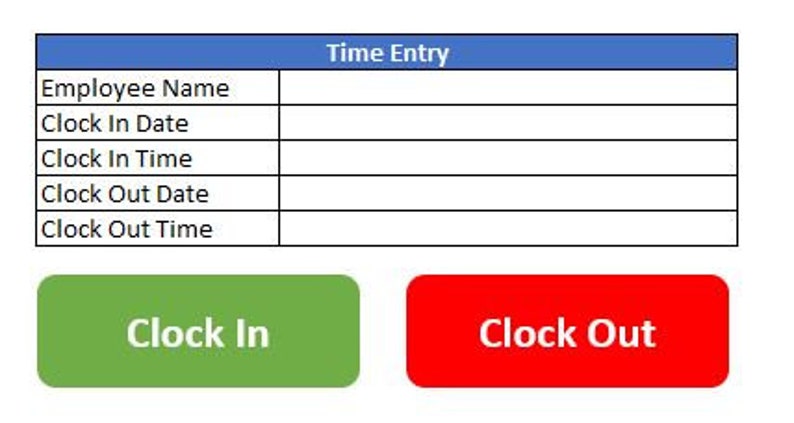 Excel Time Entry Template - Etsy
