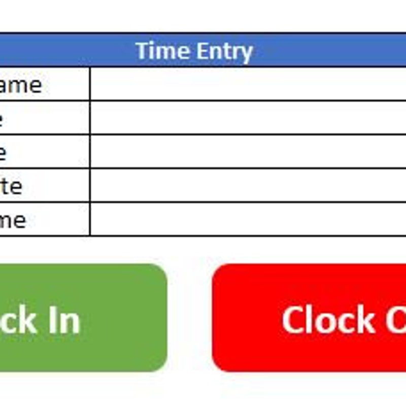 Excel Time Clock Template - Etsy