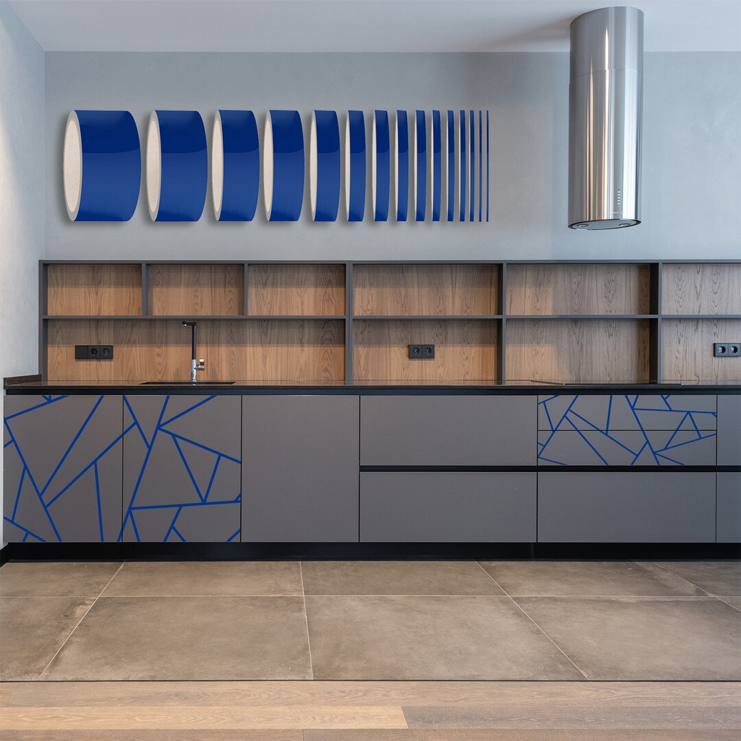 Stripes Matt Signal Blue Kitchen Contour Tape Sticker Boards ...