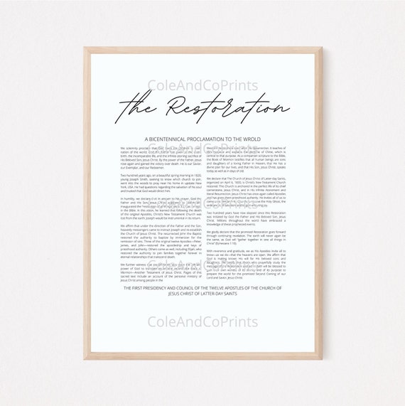 LDS the Restoration Proclamation Digital Download LDS | Etsy