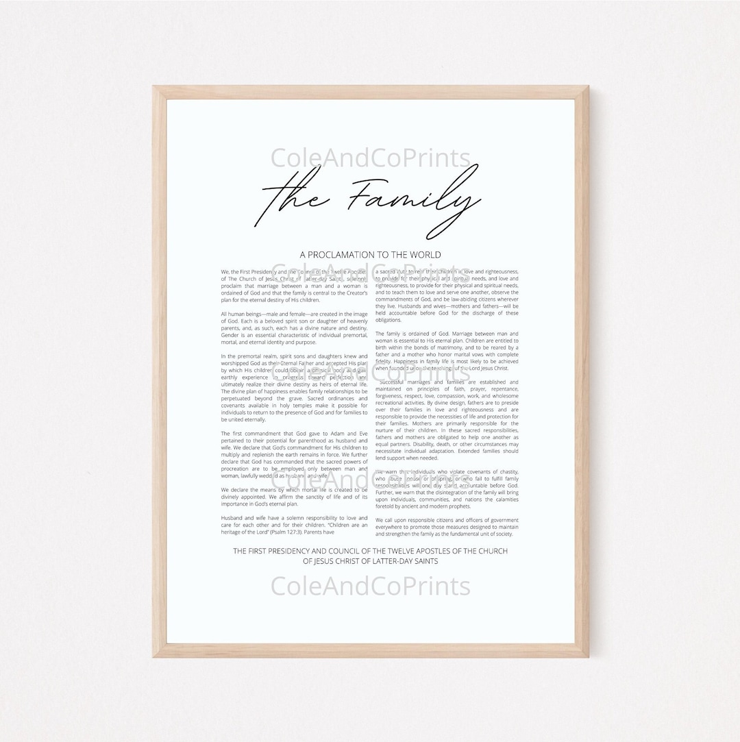 LDS the Family Proclamation Digital Download LDS Minimalist Wall Decor ...