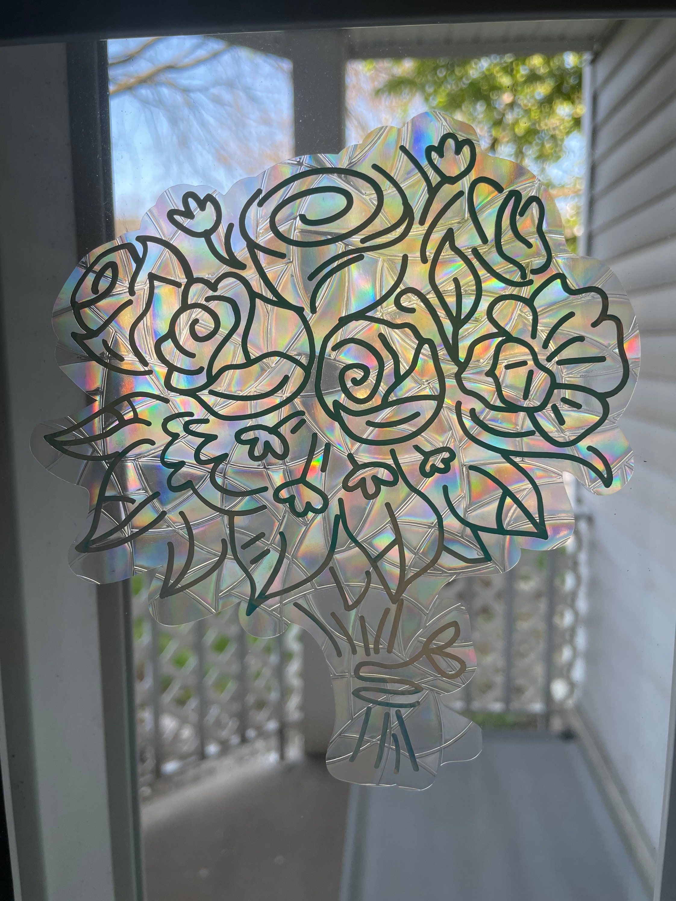 Floral Bouquet Window Cling – Prismatic Rainbow Suncatcher - Etsy
