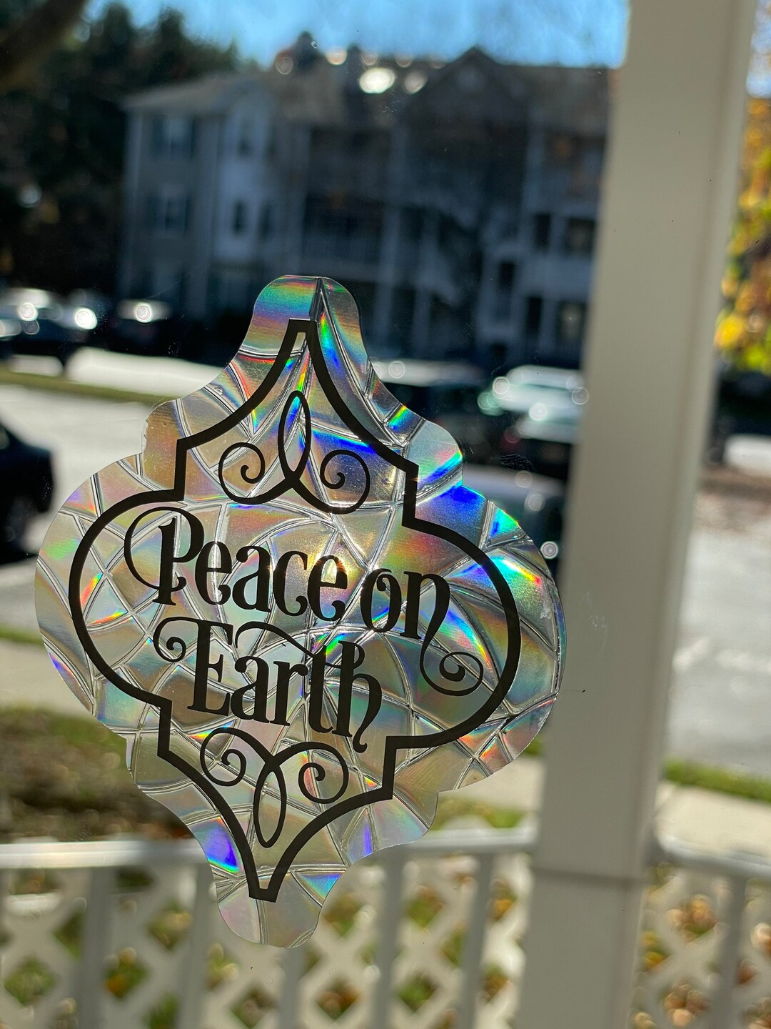 Peace on Earth Rainbow Window Cling - Peace on Earth Window Cling ...