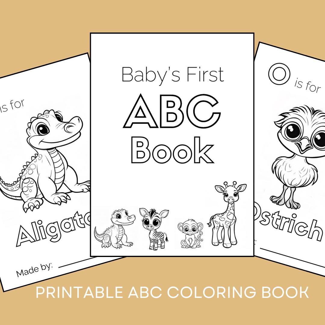 Baby’s First ABC Coloring Pages, Baby Shower Coloring Page for Kids ...