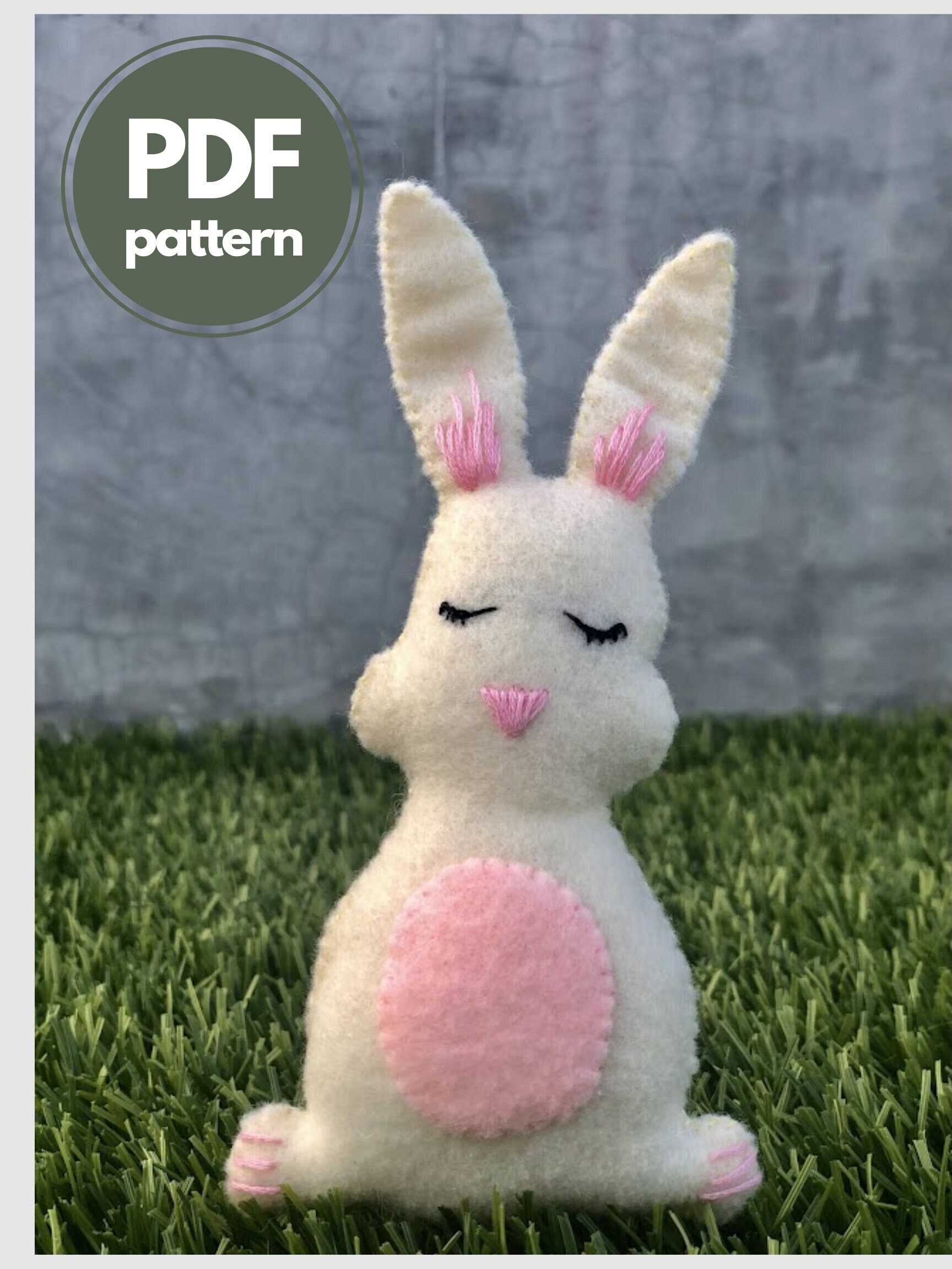 Easy Felt Bunny Pattern Easter Crafts for Adults Felt Rabbit Pattern DIY Felt Easter Bunny ...