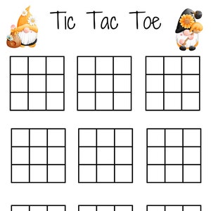 Printable Tic Tac Toe Game | 10 Pages | GNOMES - Etsy