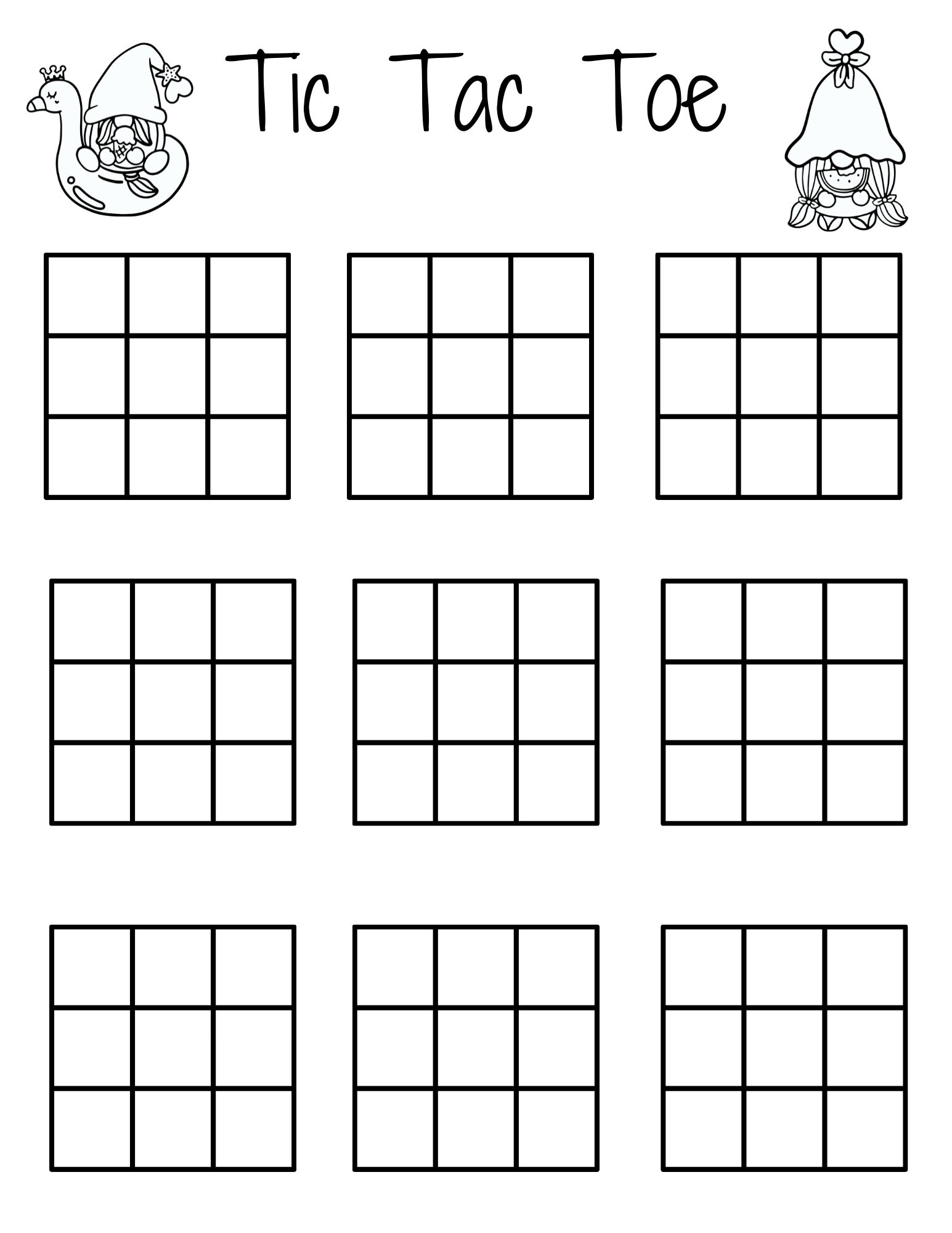 Printable Tic Tac Toe Game | 10 Pages | GNOMES - Etsy