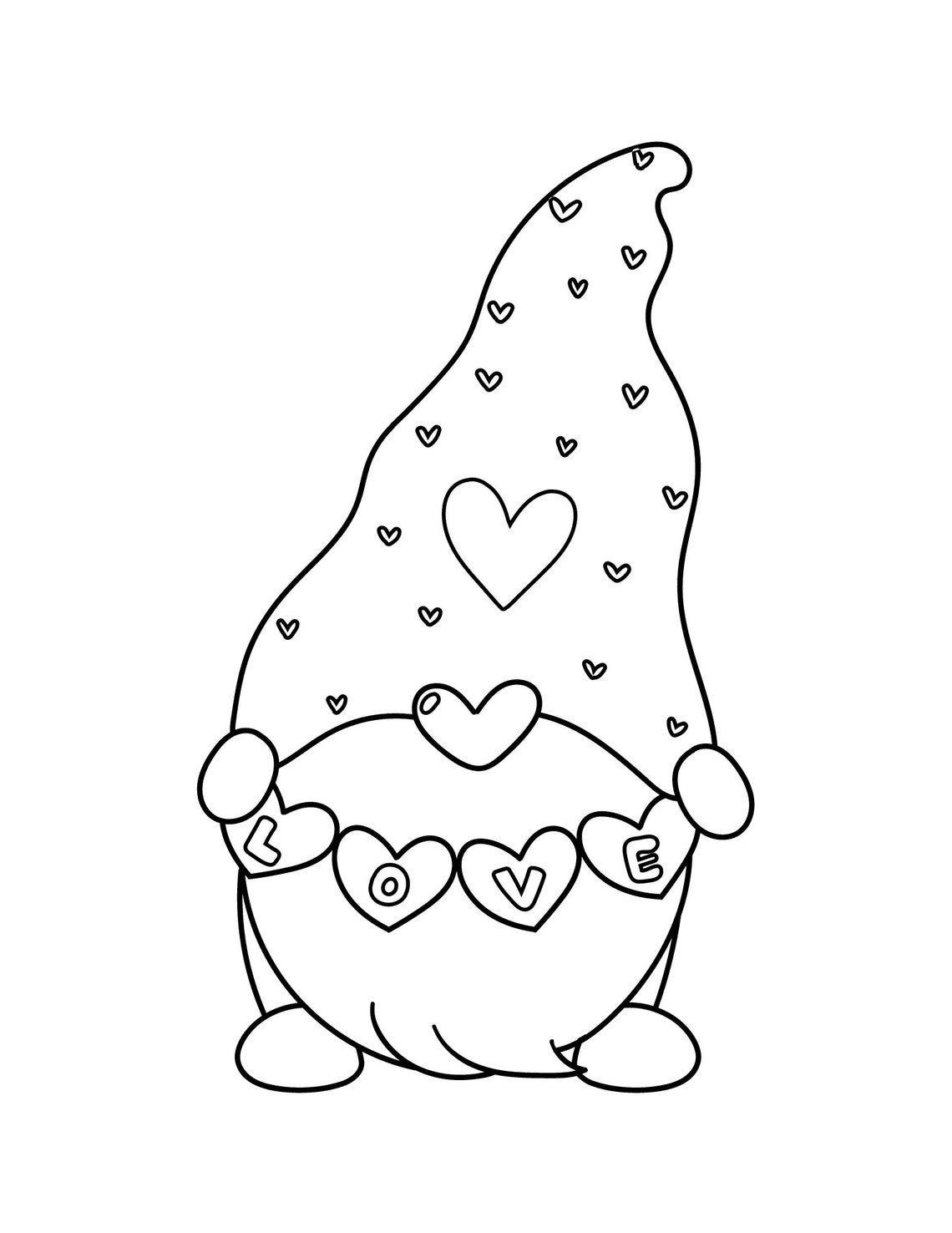 Valentine Gnome Coloring Pages - Etsy