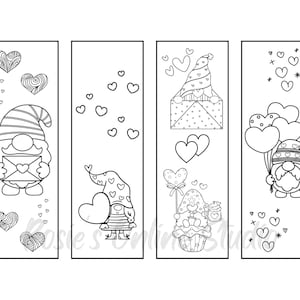 Valentine Gnome Coloring Bookmarks #2 - Etsy