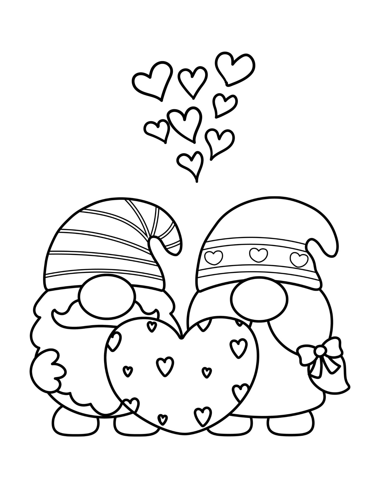 Valentine Gnome Coloring Pages - Etsy
