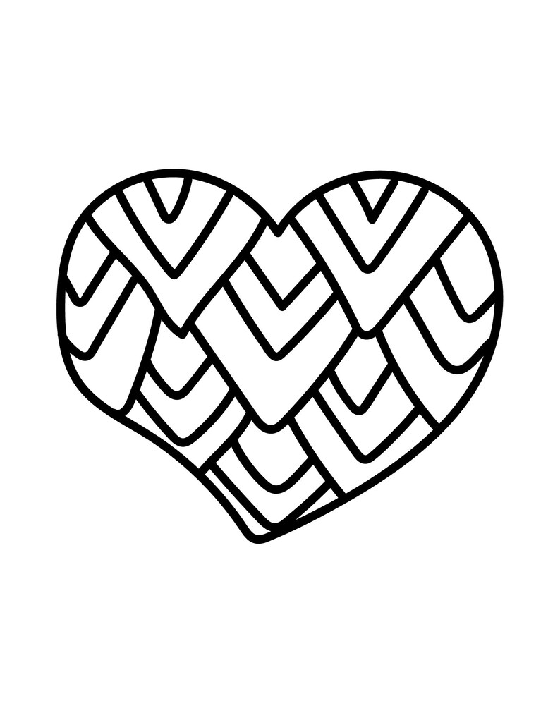 Valentine Hearts Coloring Pages - Etsy