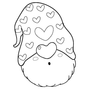 Valentine Gnome Coloring Pages - Etsy