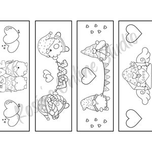 Valentine Gnome Coloring Bookmarks #1 - Etsy