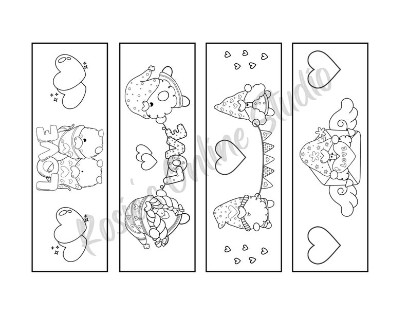 Valentine Gnome Coloring Bookmarks #1 - Etsy