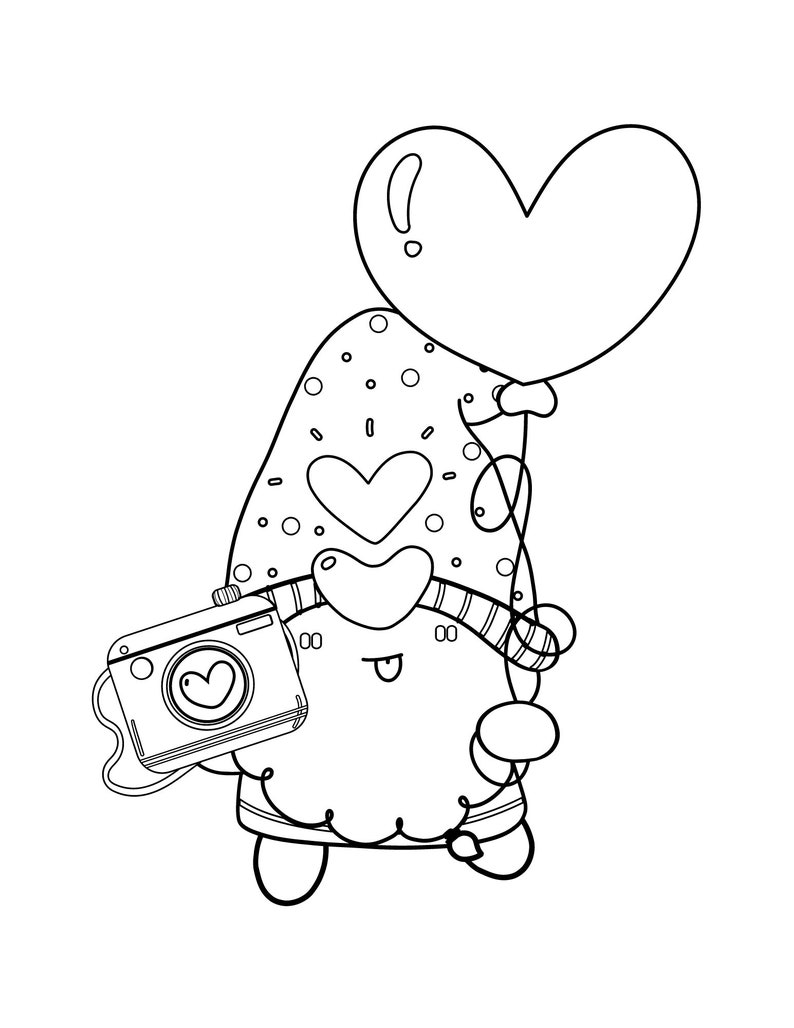 Valentine Gnome Coloring Pages - Etsy