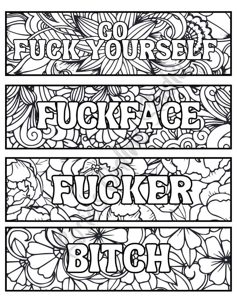 Swear Words Coloring Bookmarks #1 - Etsy