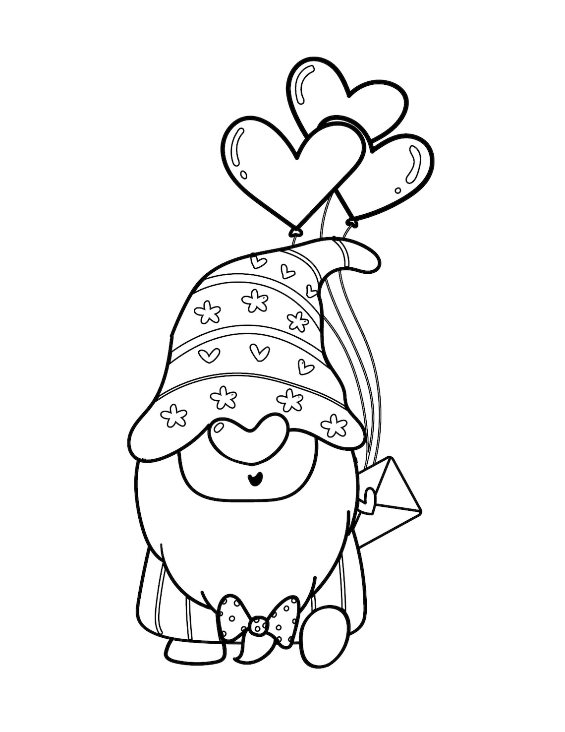 Valentine Gnome Coloring Pages - Etsy