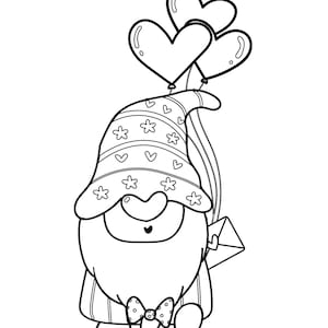 Valentine Gnome Coloring Pages - Etsy