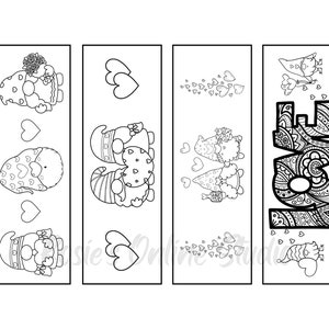 Valentine Gnome Coloring Bookmarks #1 - Etsy