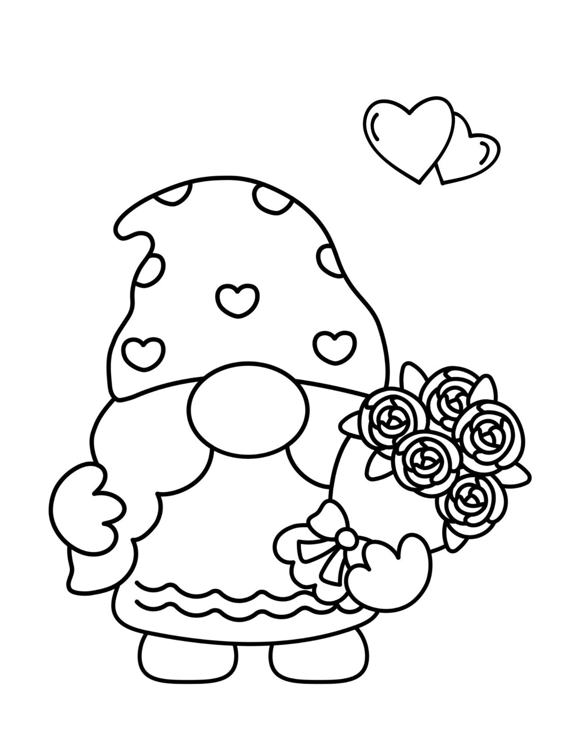 Valentine Gnome Coloring Pages - Etsy