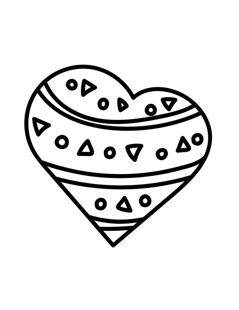 Valentine Hearts Coloring Pages - Etsy
