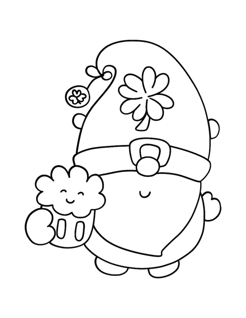 St Patrick's Gnomes Coloring Pages - Etsy